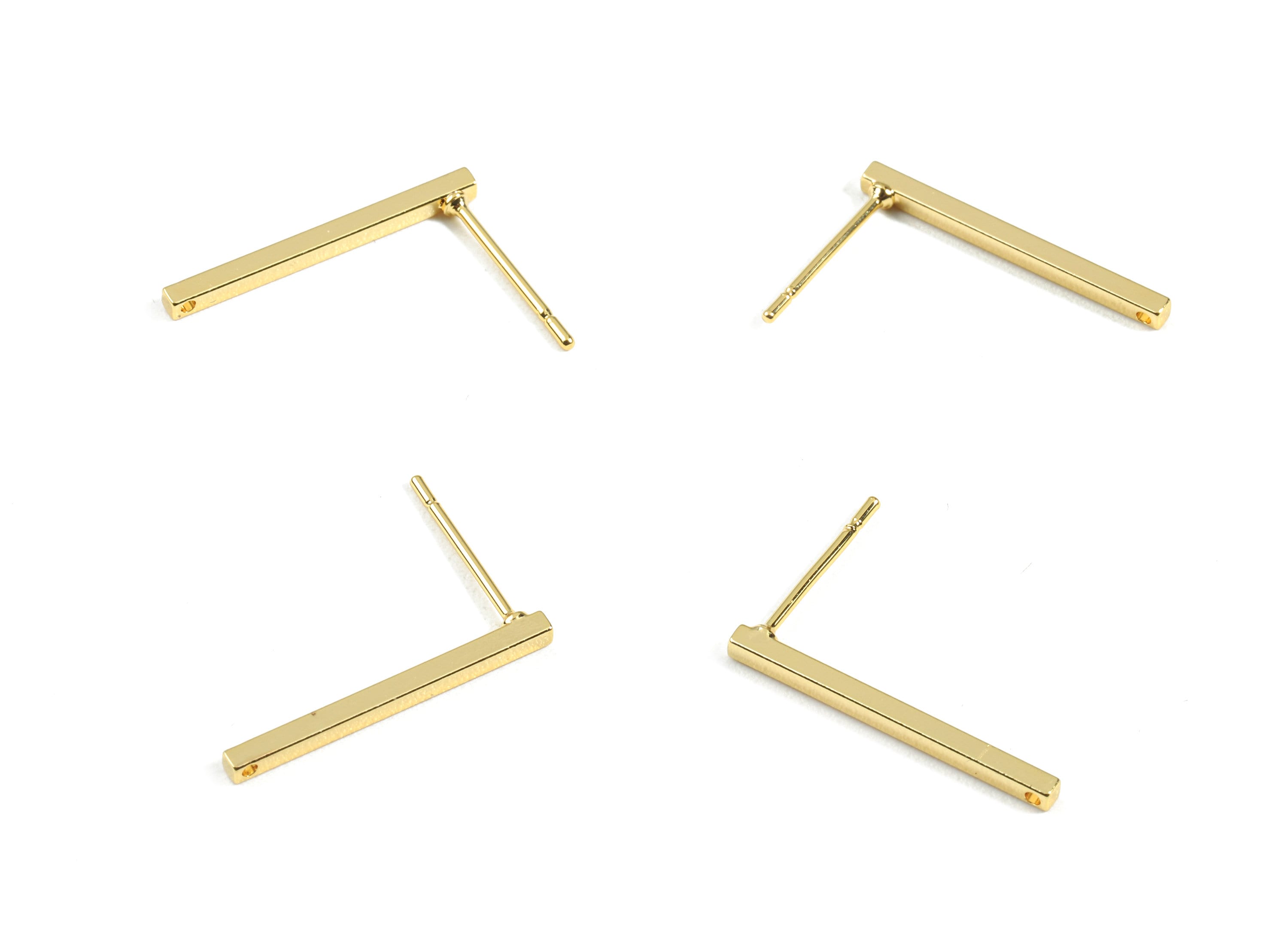 Brass Rectangle Bar Stud Brass Flat Bar Earring Posts & Ear - Etsy