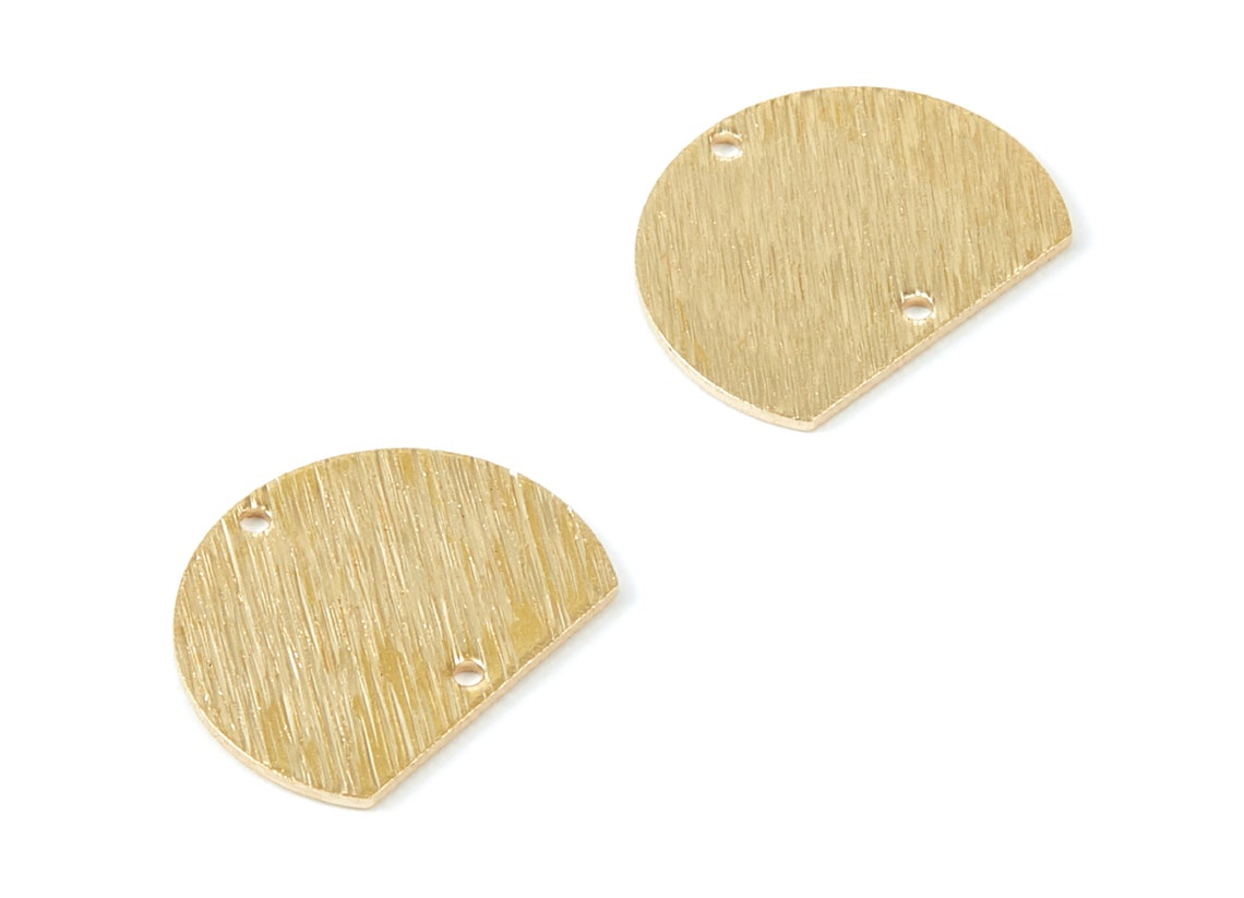 Brass Half Round Charms - Half Round Textured Raw Brass Connector With ...