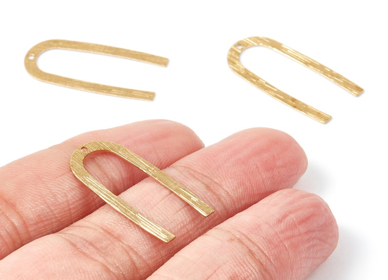 Brass U Charms - Textured U Shaped Raw Brass Connectors With 1 Holes ...
