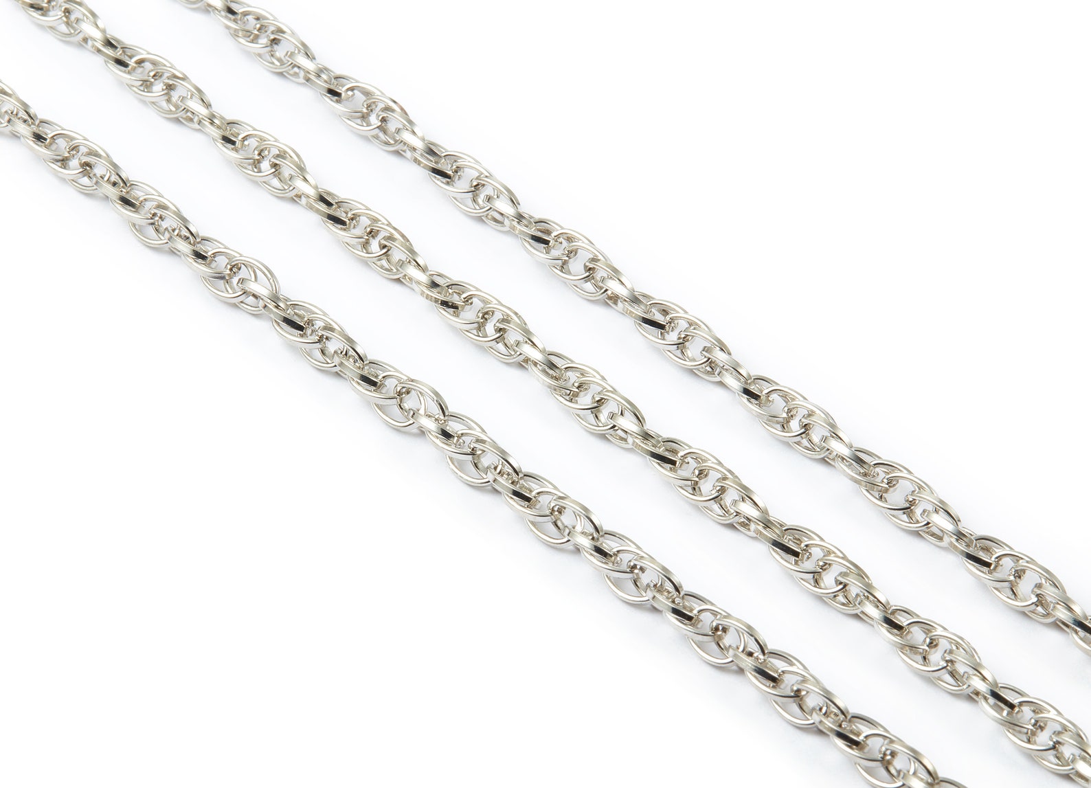 Rope Chain Silver Tone Plated Chain Unsoldered Iron Chain | Etsy