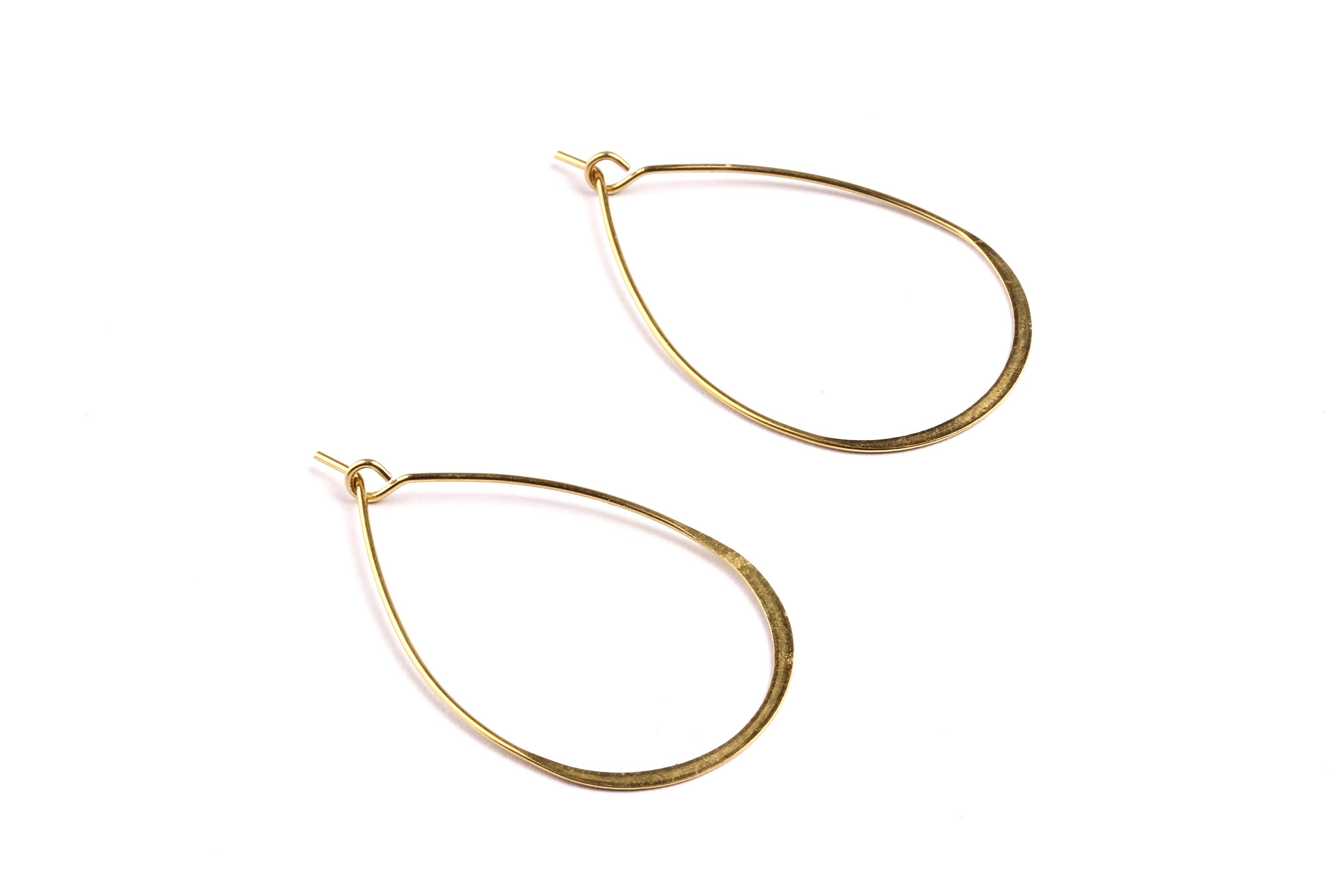 Brass Earring Wire Raw Brass Drop Shaped Ear Wire Earring | Etsy