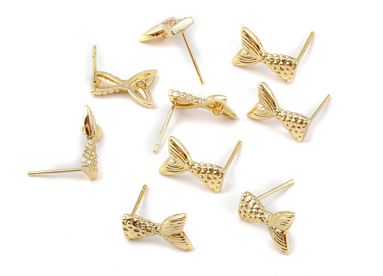 Brass Fishtail Earring Posts Fishtail Earring Stud 18K - Etsy