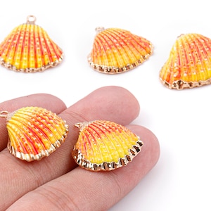 Mussel Shell Charms - Seashell Earrings and Pendant - Gold Tone Plated ...
