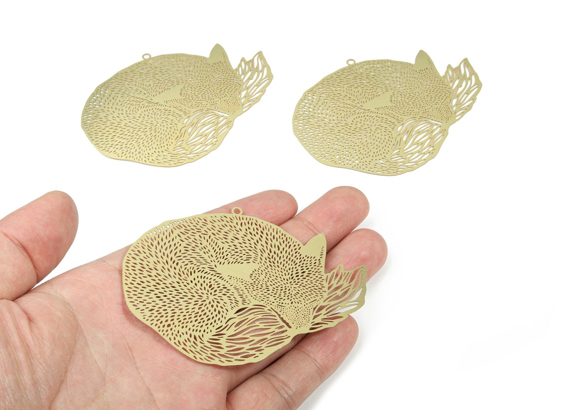 Brass Fox Earring Charms Raw Brass Fox Pendant Earring - Etsy