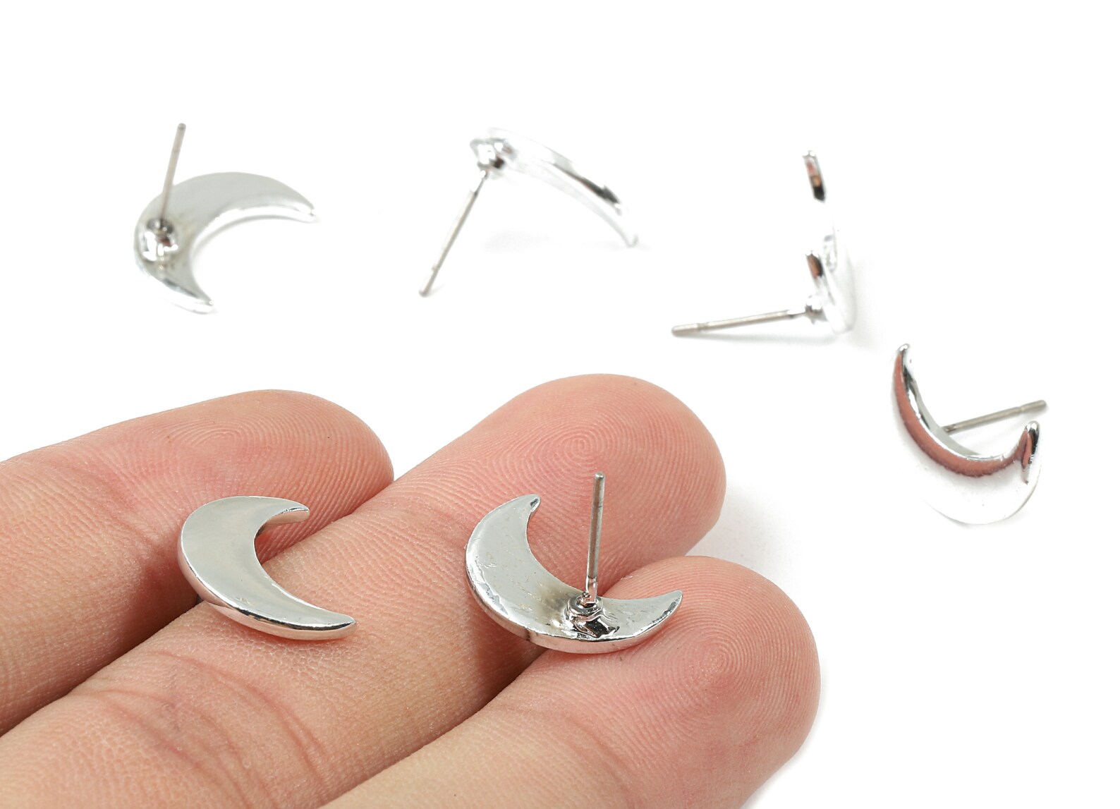 Alloy Crescent Moon Earring Stud Alloy Moon Earring Post - Etsy