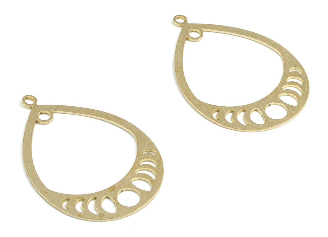 Brass Drop Earring Connector - Raw Brass Phases of Moon Charms ...