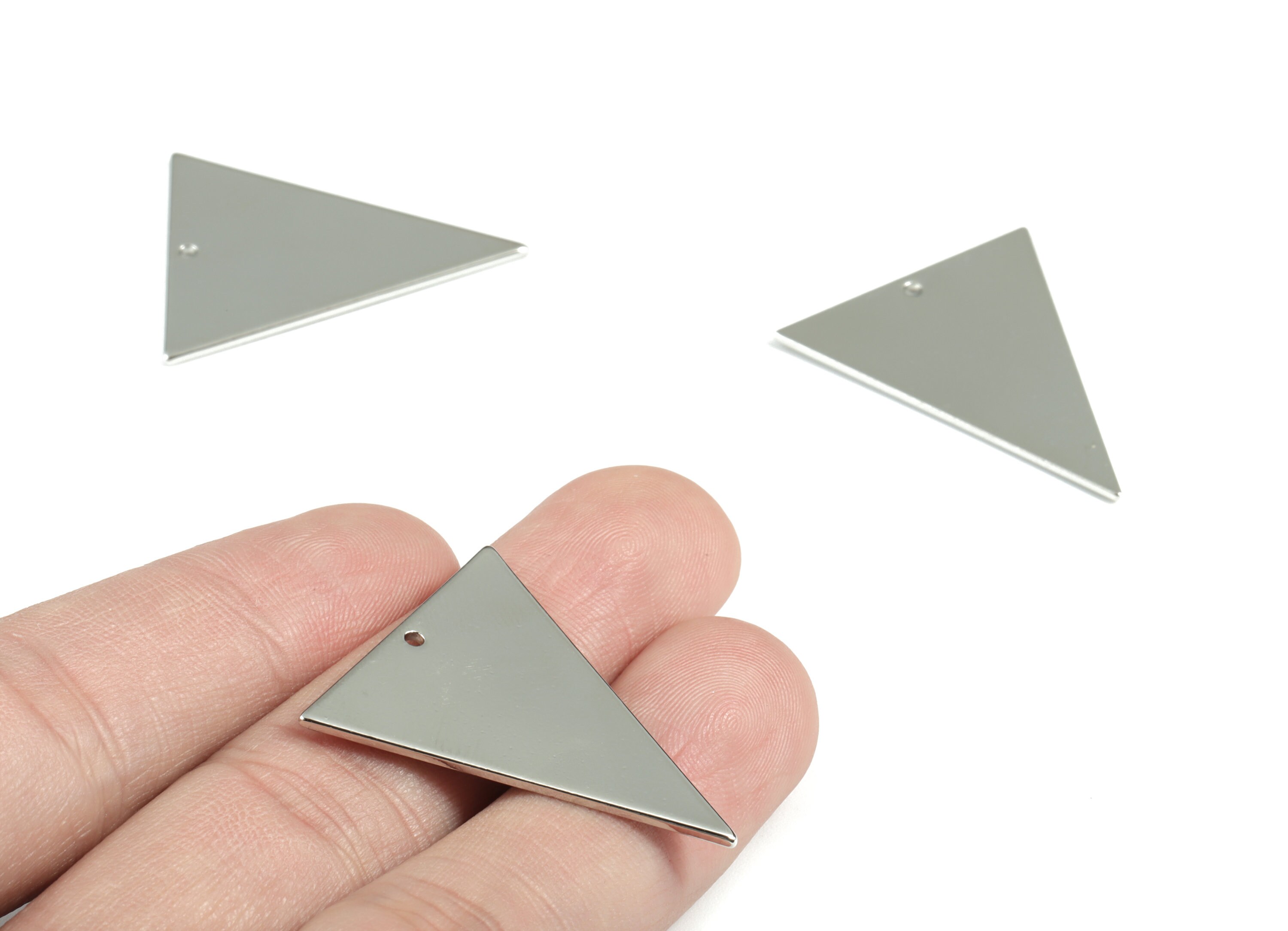 Silver Triangles Pendant Silver Tone Plated Brass Triangle - Etsy