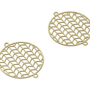 Brass Round Connector - Raw Brass Chevron Round Connectors for Bracelet ...