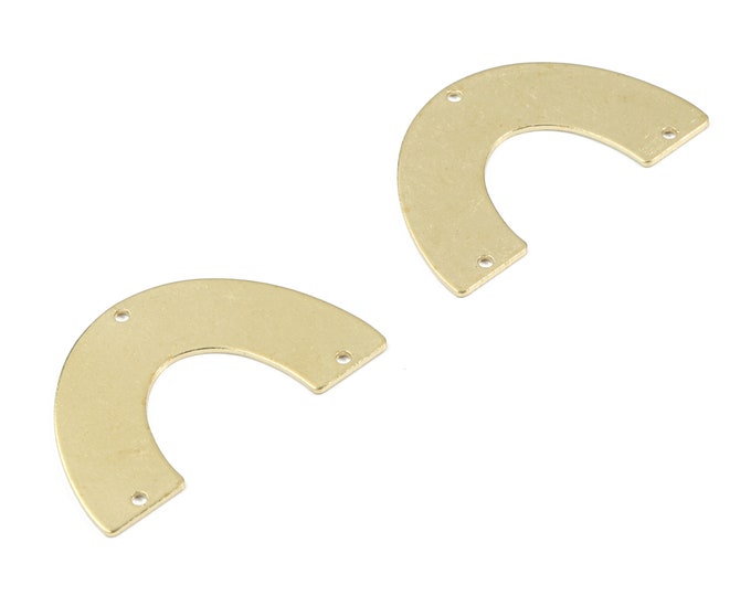 Brass Semi Circle Connector Raw Brass Textured Half Moon - Etsy