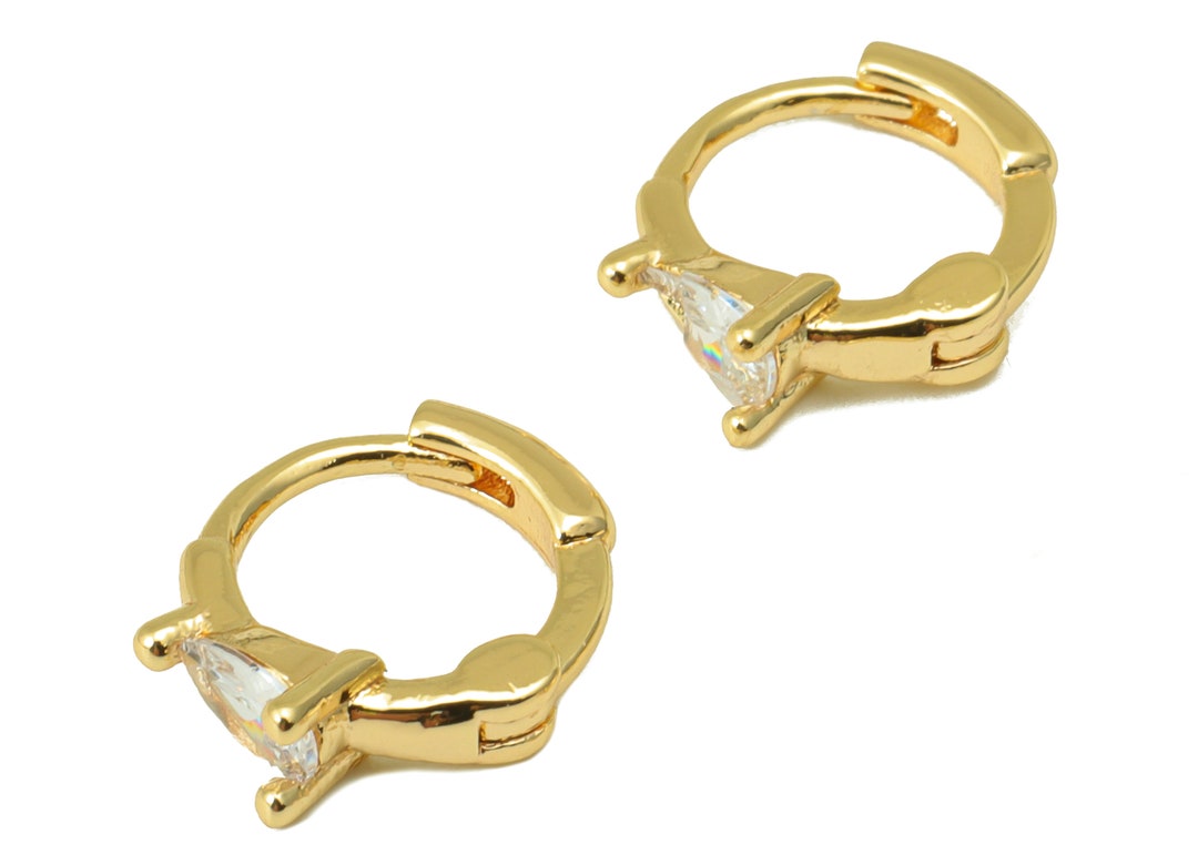 Brass Hoop Earring Clasp - Drop Earring Clasp - Cubic Zirconia Ring ...