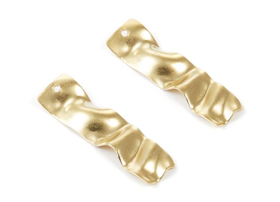Brass Wavy Rectangle Charms - Rectangle Shaped Raw Brass Pendant ...