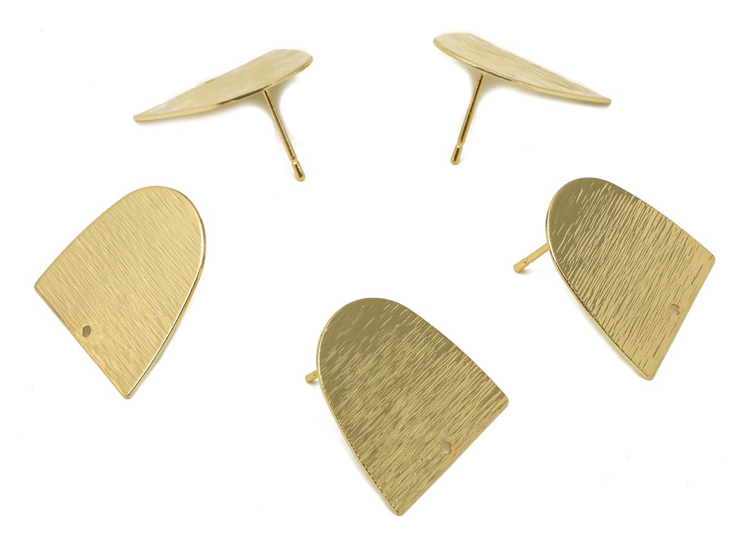 Brass Domed Stud Earring - Gold Textured Domed Earring Post - 316 ...