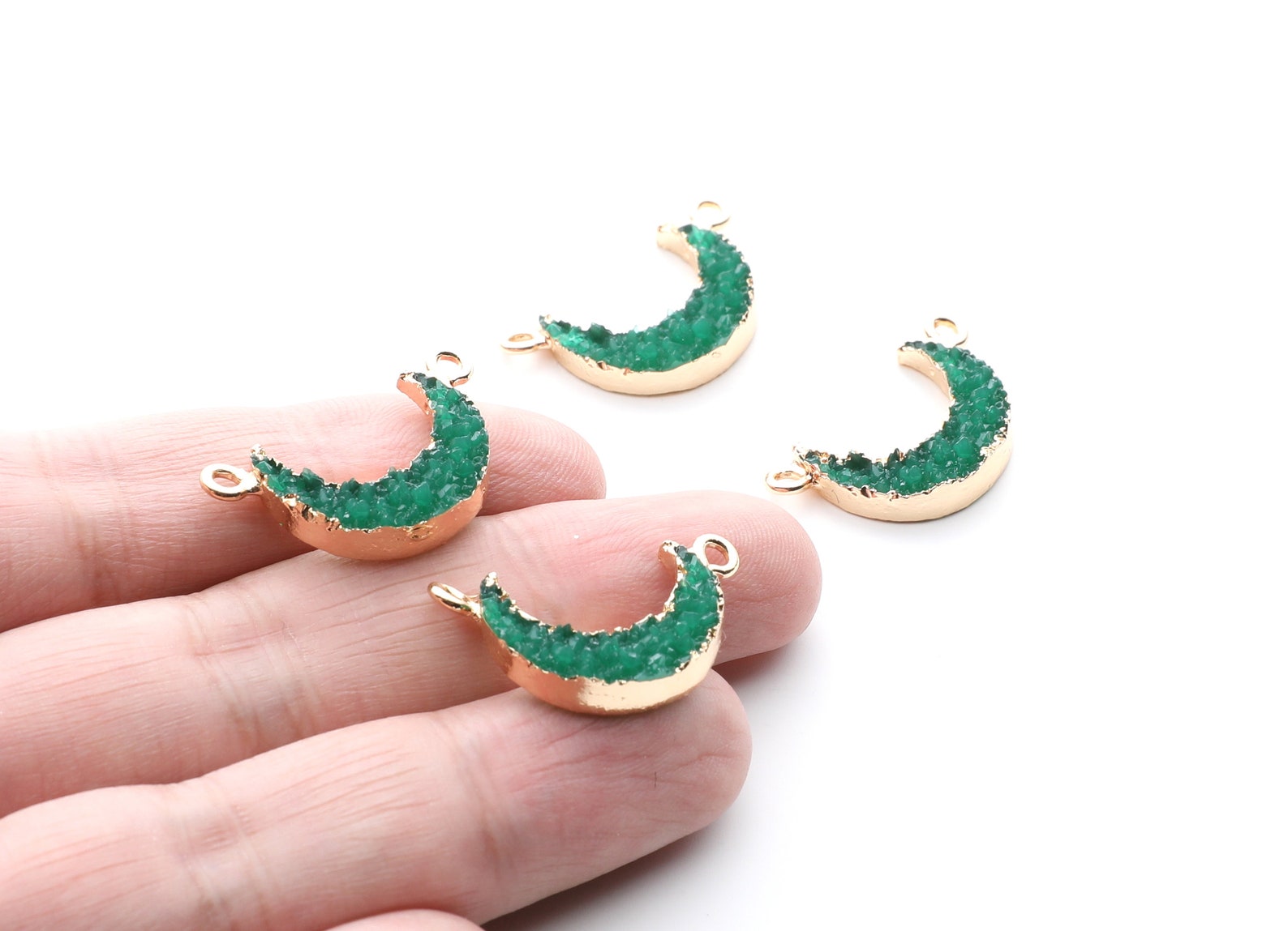 Druzy Bracelet and Necklace Charms Green Resin Copper - Etsy