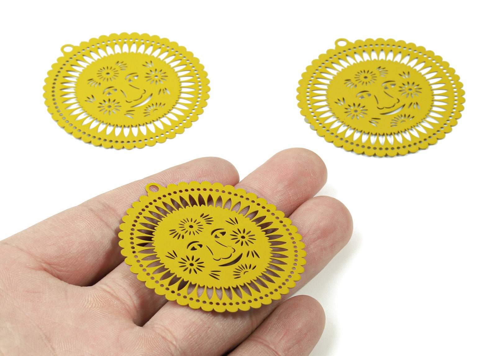 Dark Yellow Smiling Sun Brass Pendant Brass Smiling Sun For | Etsy