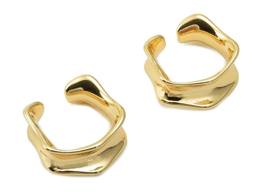 Brass Irregular Open Round Ring - Open Square Wide Hoop Ring - Gold ...