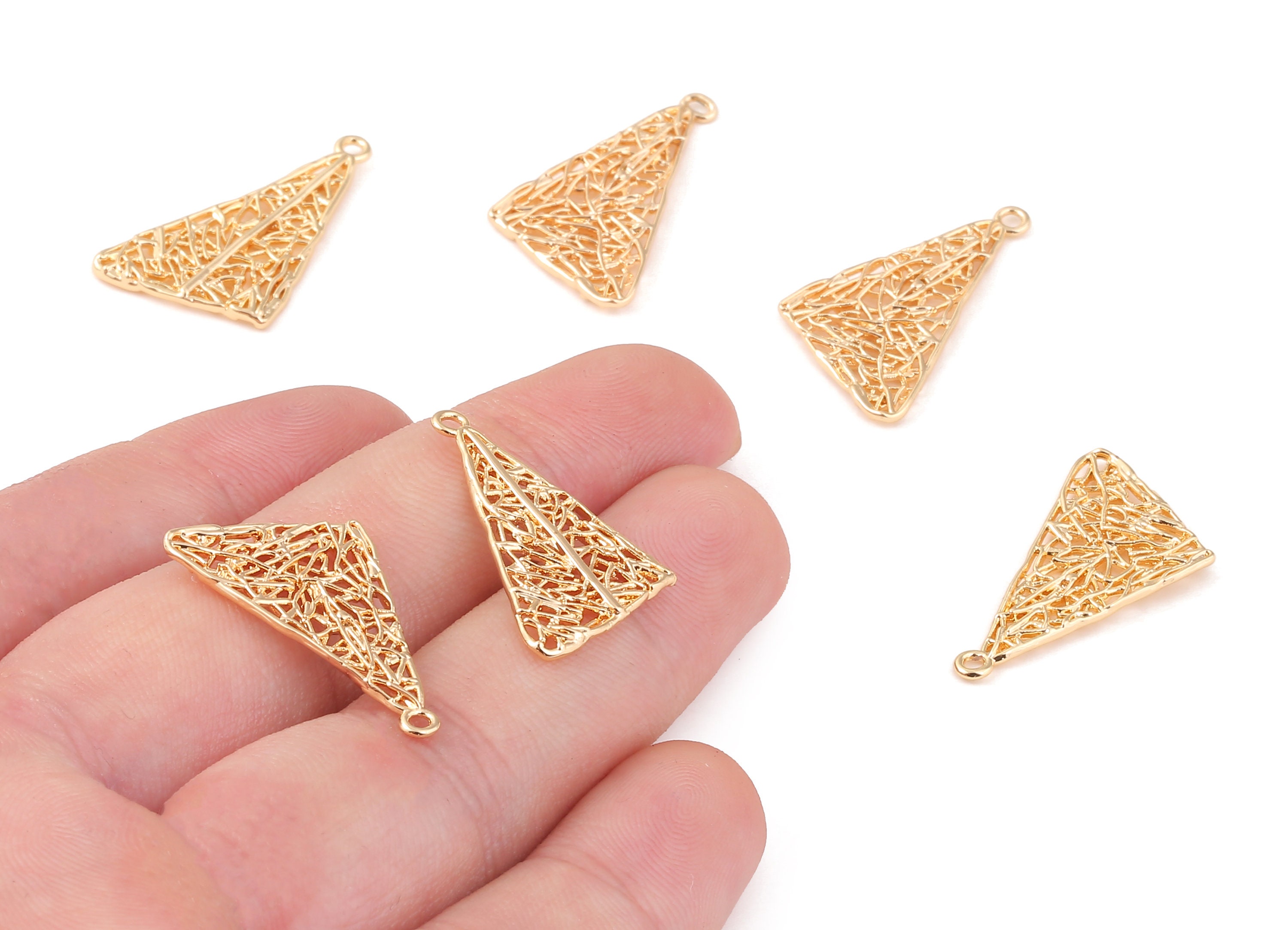 Brass Triangle Charms - Brass Triangle Pendant - 18K Real Gold Plated ...