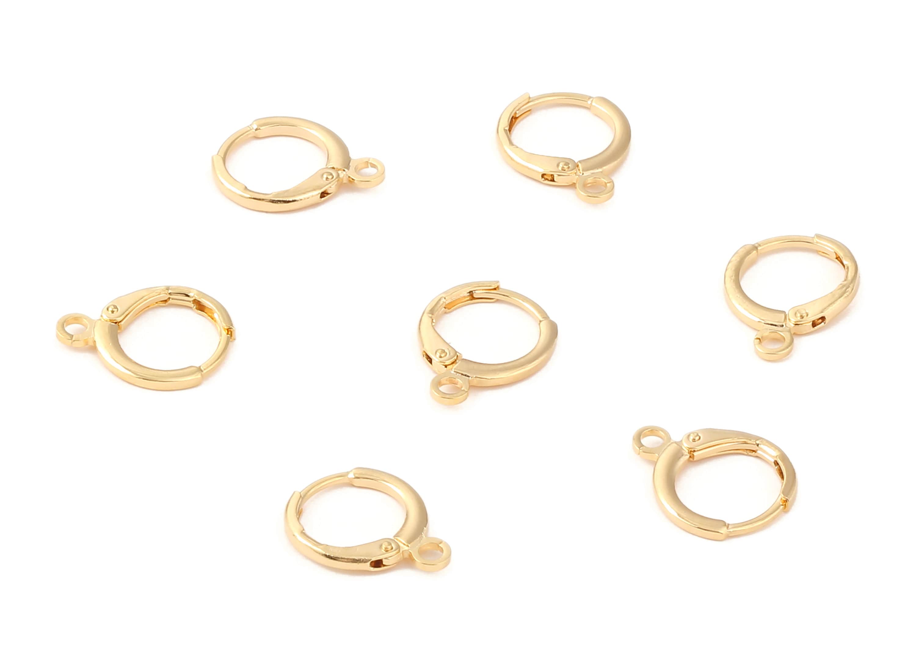 Brass Leverback Earring Clasp - Brass Round Earring Post - 18K Real ...