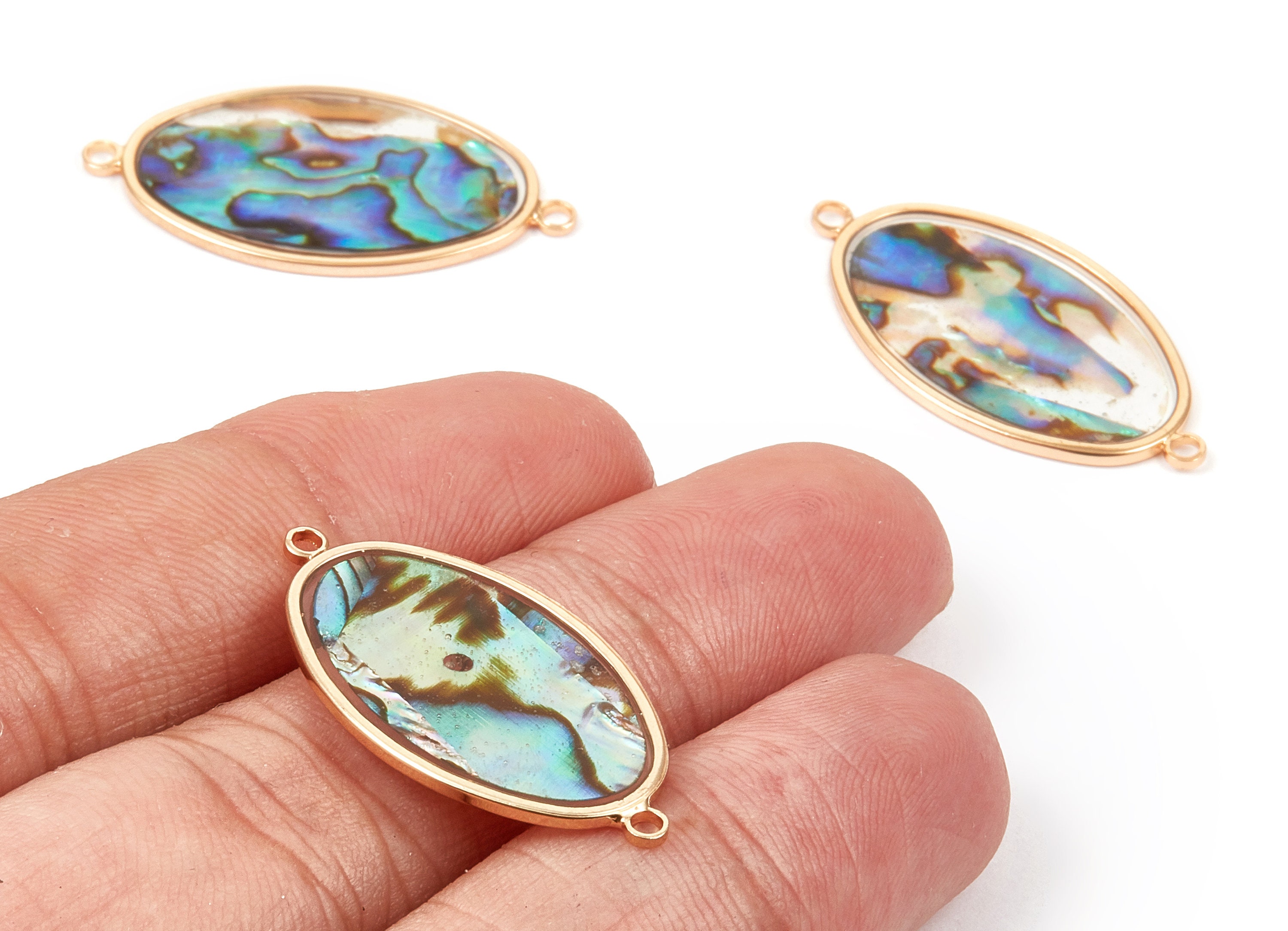 Abalone Shell Oval Connectors Natural Abalone Shell Oval - Etsy
