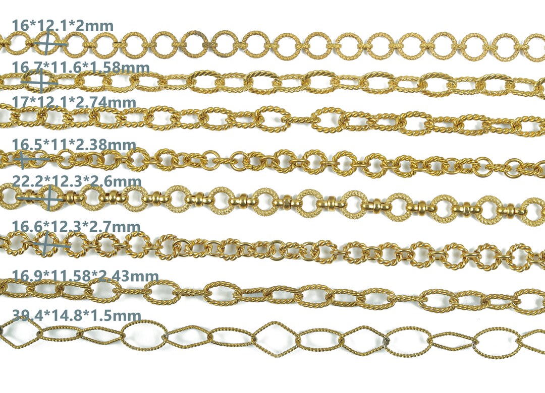 Brass Textured Oval Chain - Raw Brass Rope Chain - Large Round Brass ...