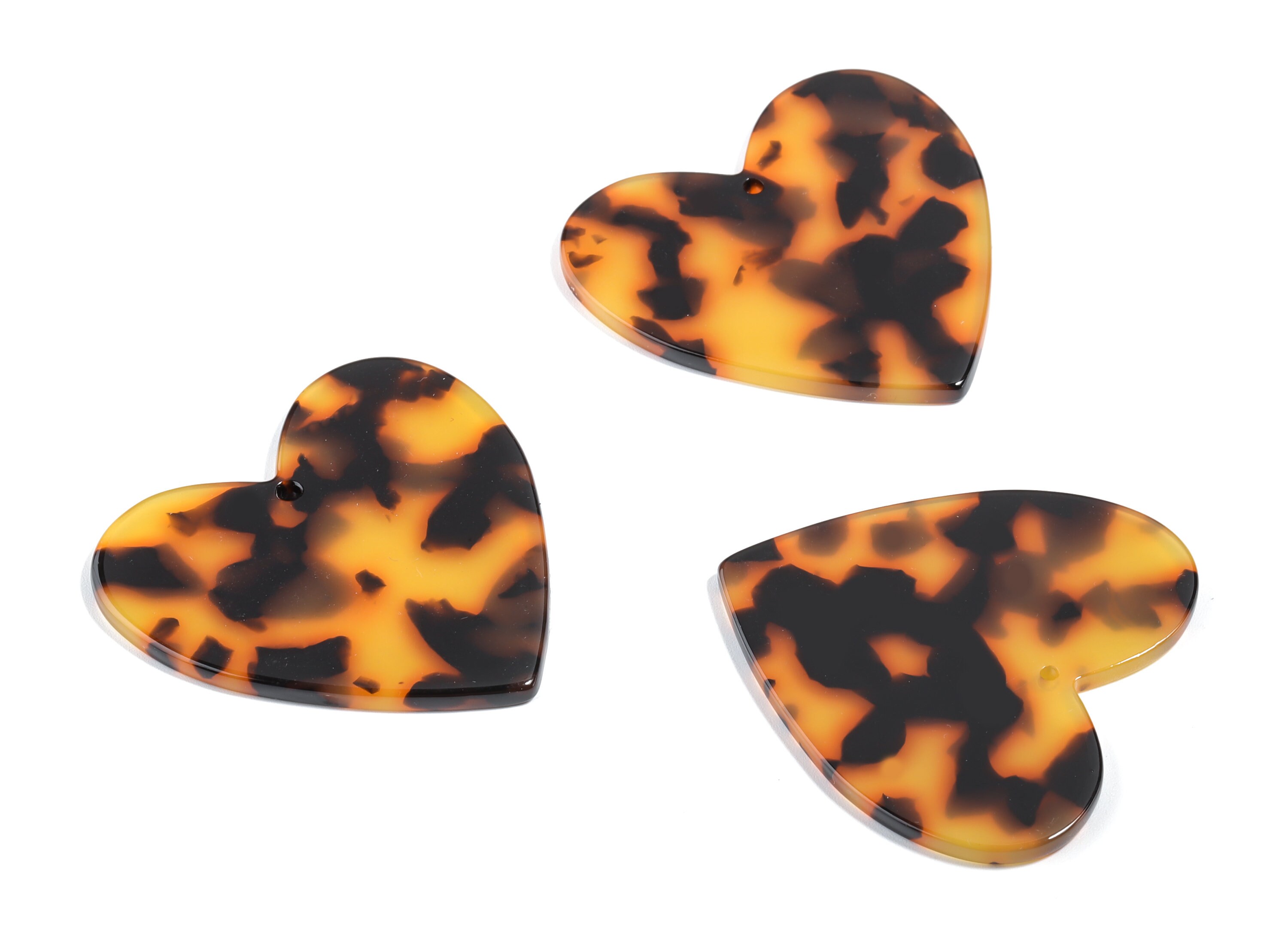 Acetate Heart Charms Tortoise Shell Earrings Heart Pendant | Etsy