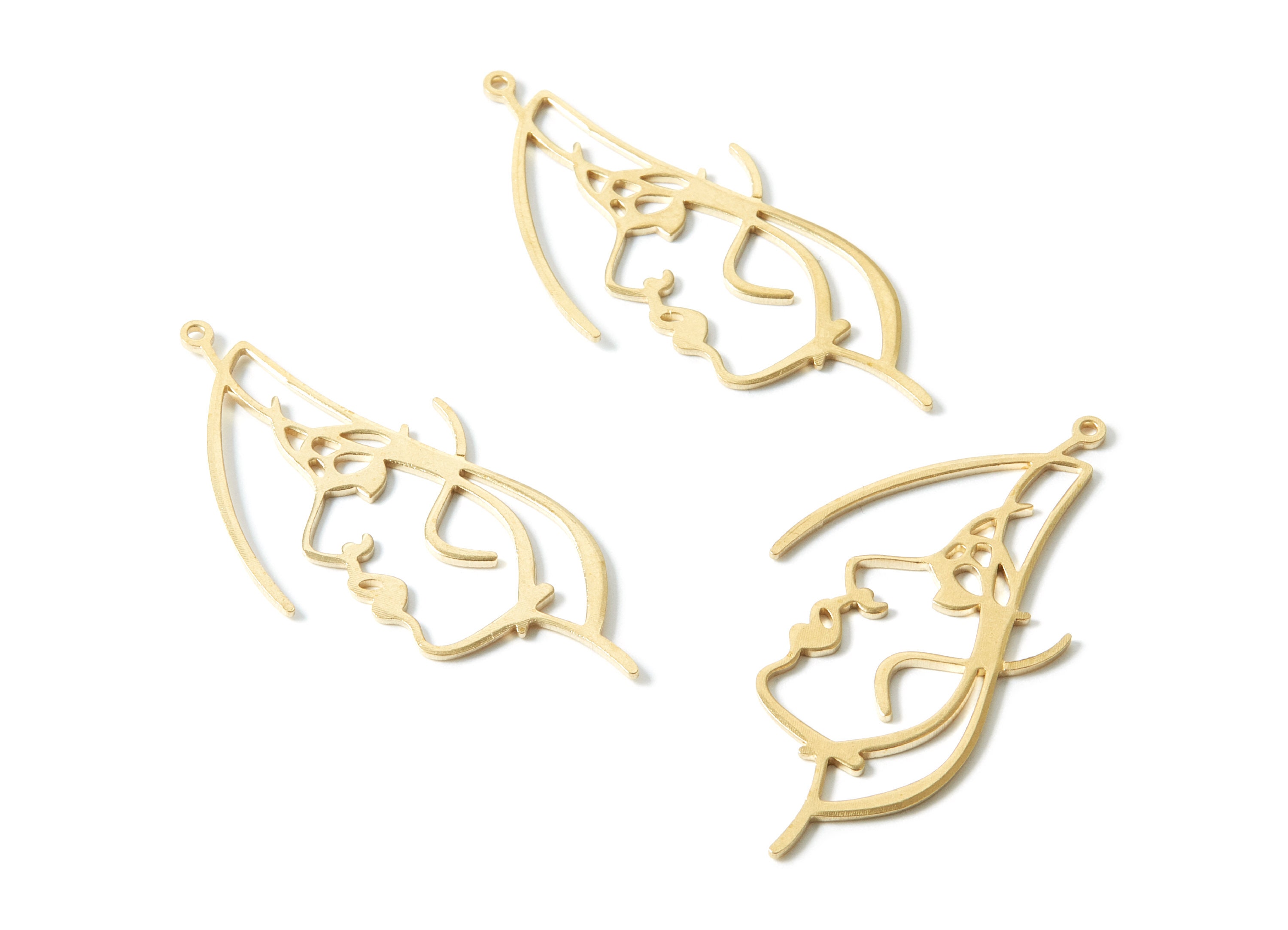 Brass Face Charms Face Shaped Raw Brass Pendant Earring | Etsy