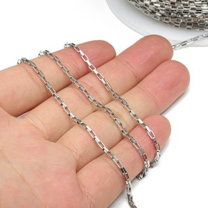 Steel Box Chain - 304 Stainless Steel Box Chain - Silver Tone Open Link ...