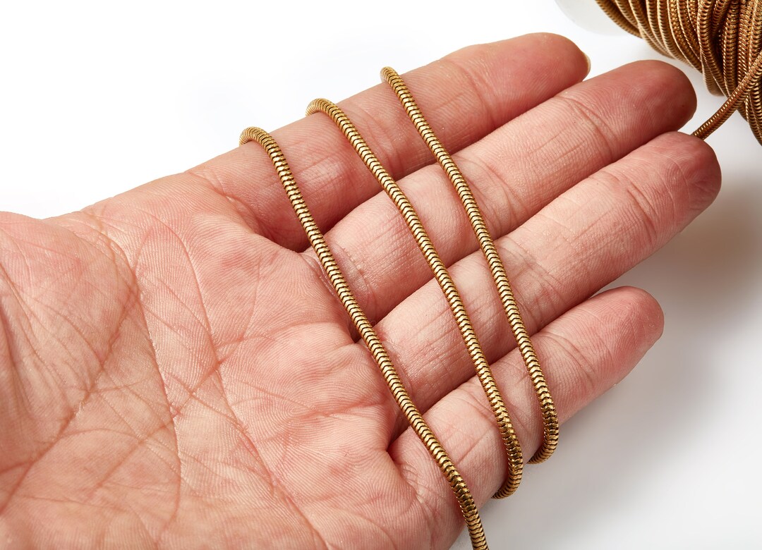 Brass Snake Chain - Raw Brass Chain - Round Snake Chain - 0.10" X 0.10 ...