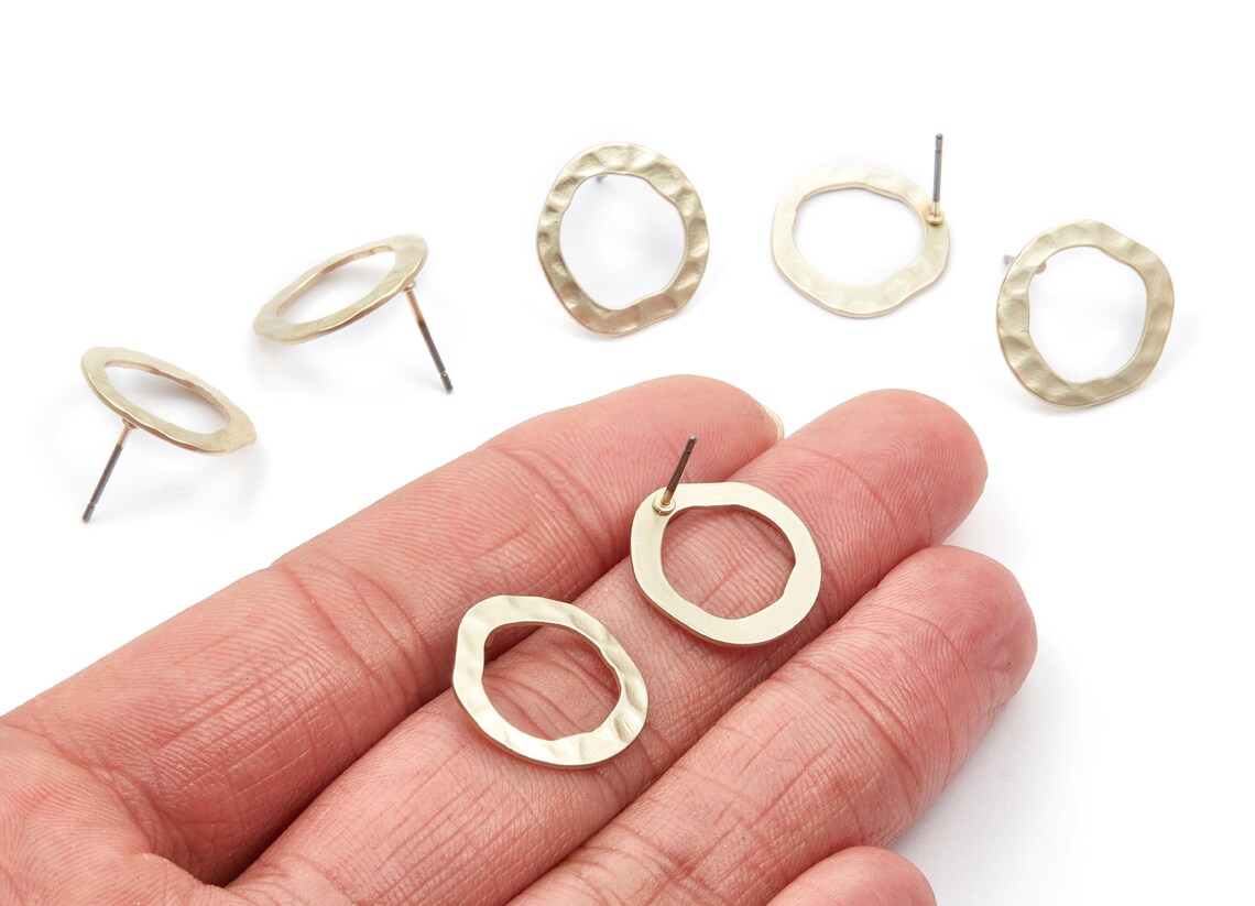 Iron Earring Stud - Gold Tone Plated - Circle Shaped Earring Post ...