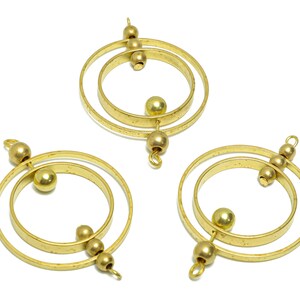 Brass Ball Rings Dangle Connector - Brass Turn Ring Earring Charm ...