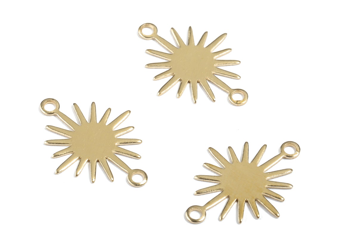 Raw Brass Connector - Sun Shaped Brass Charms - Jewelry Supplies - 17 ...