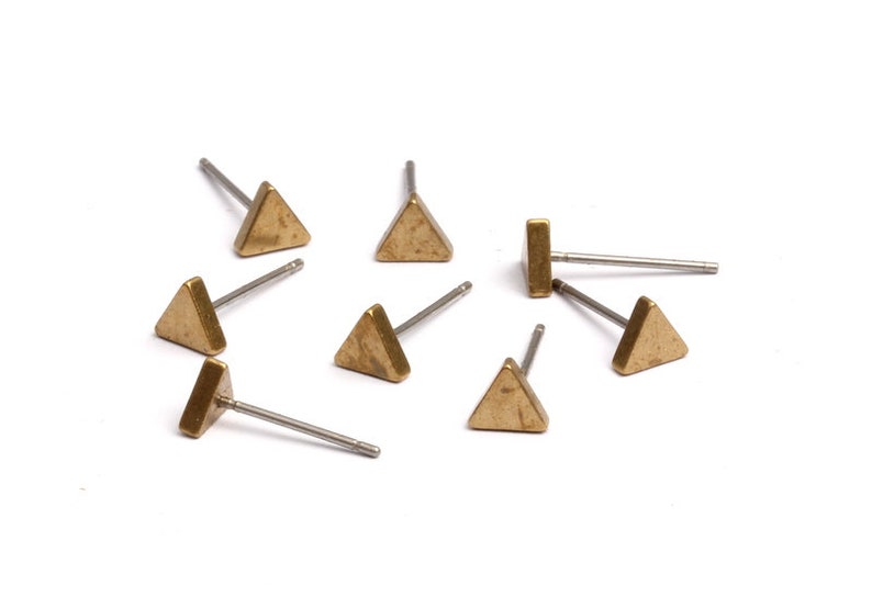 Triangle Stud Raw Brass Triangle Stud Stainless Steel - Etsy