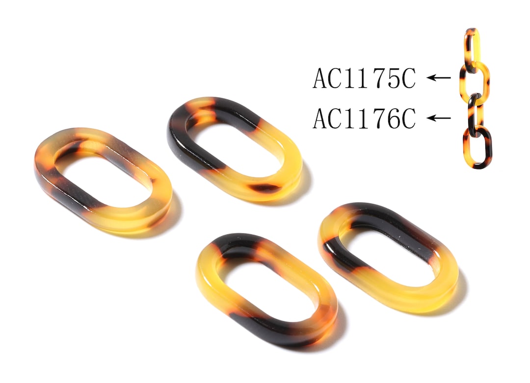 Acetate Acrylic Tortoise Shell Charms - Oval Pendant - Flat Cable Chain ...