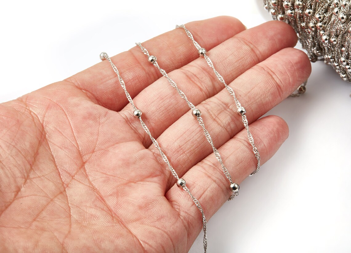 Ball Satellite Water Wave Chain Twisted Curb Chain Silver | Etsy