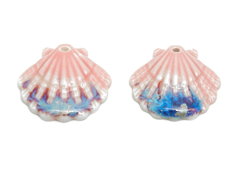 Ceramic Seashell Bead - Textured Coastal Handmade Bead - Sea Life ...