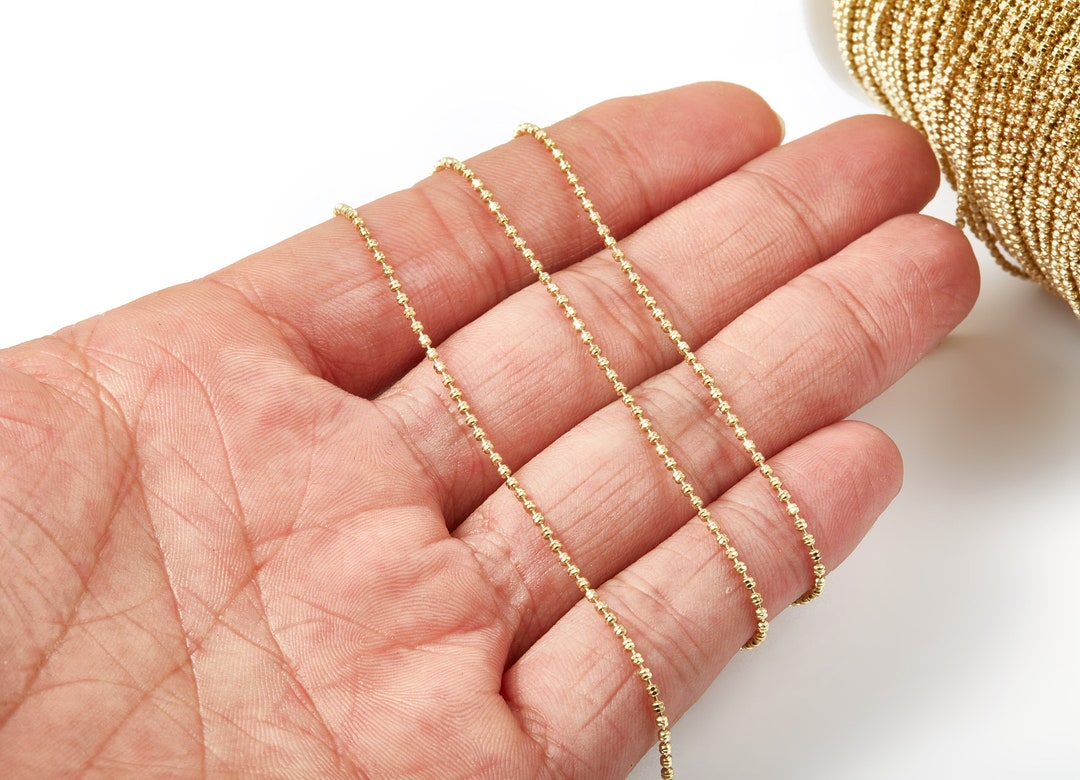 Faceted Tiny Ball Chain - Raw Brass Chain - Brass Faceted Ball Chain ...