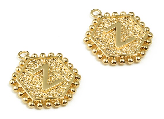 Brass Hexagon Letter Z Charms Alphabet Pendant Charm 18K | Etsy