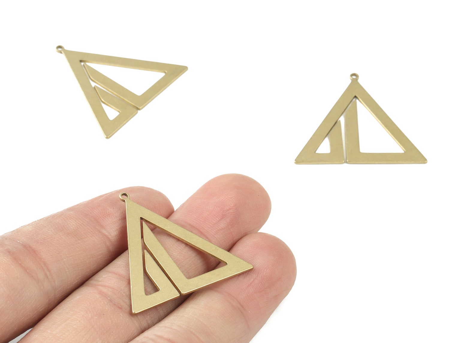 Brass Triangles Pendant Raw Brass Triangle Earring Charms | Etsy