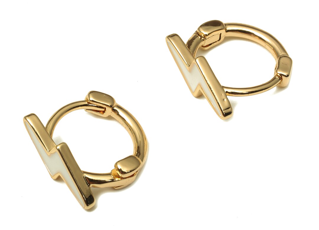 Brass Round Enamel Gold Flash Earring Clasp - Circle Lightning Earring ...