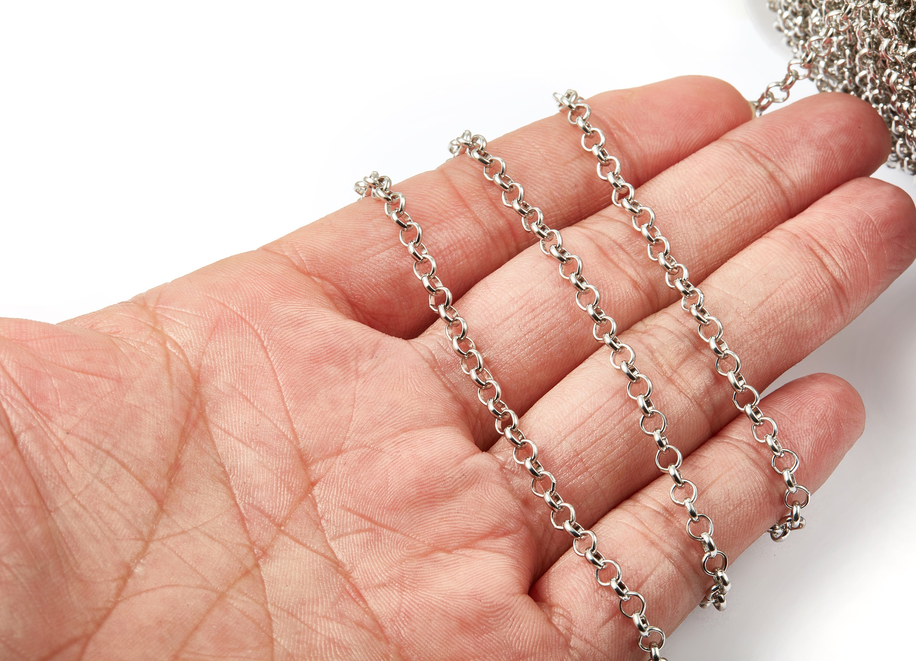 Iron Rolo Chain Silver Tone Plated Chain Soldered Round | Etsy