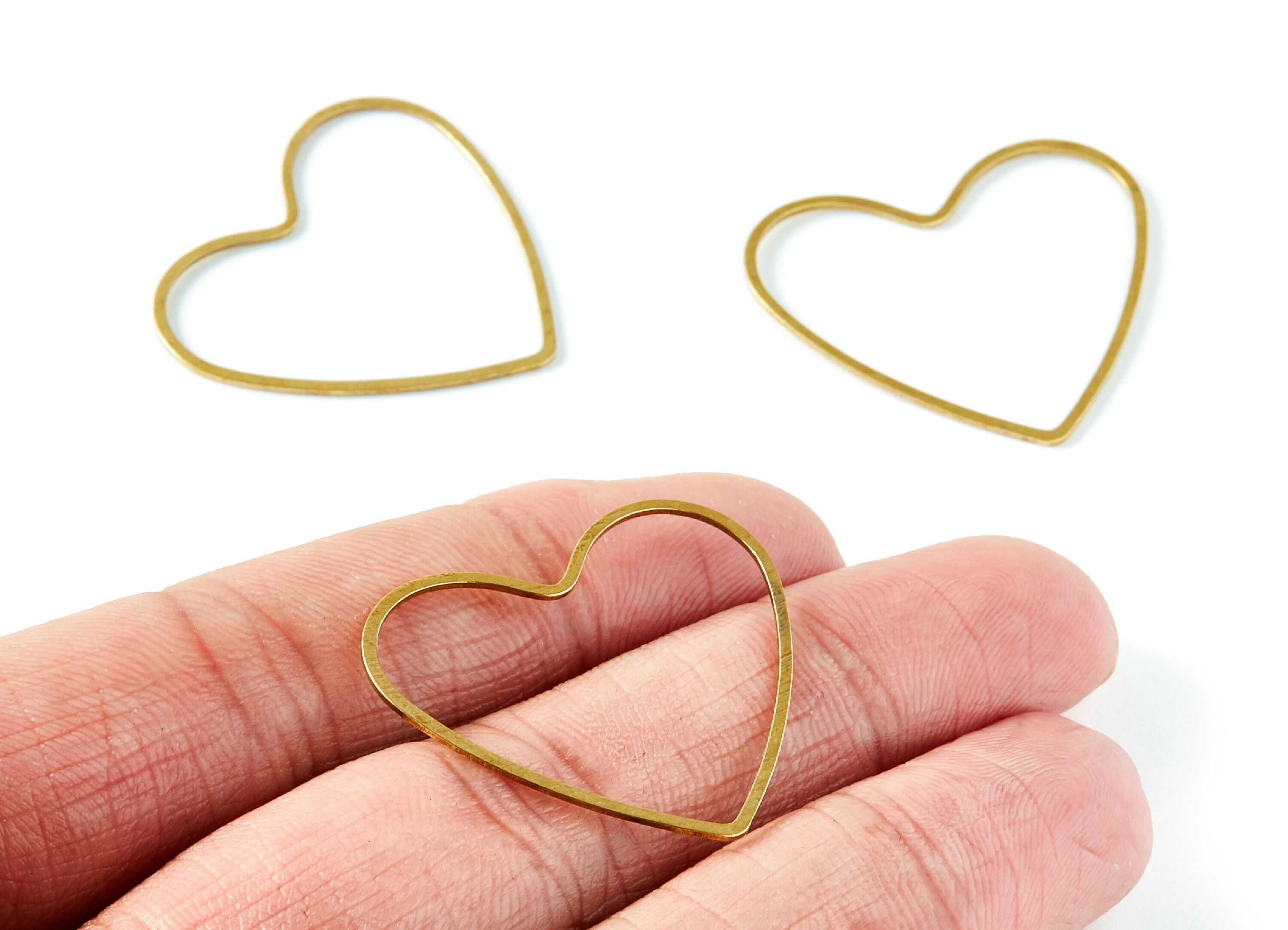 Brass Heart Charms Heart Shaped Raw Brass Connector - Etsy