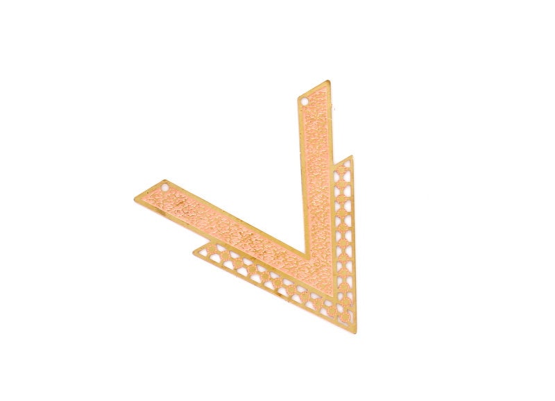 Raw Brass V Shaped Necklace Charms - Hallow Out Necklace Findings ...