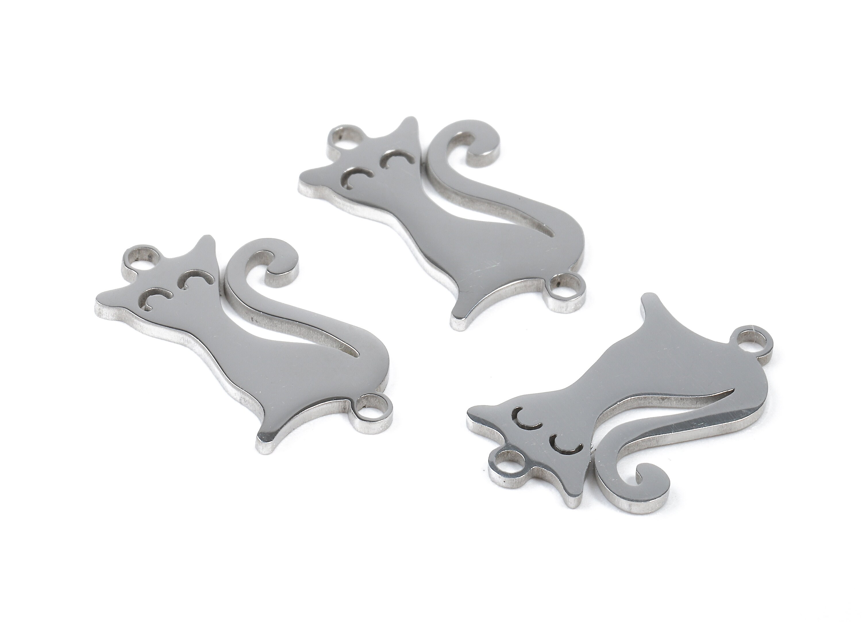 Stainless Steel Cat Connector Cat Earrings Charms and - Etsy