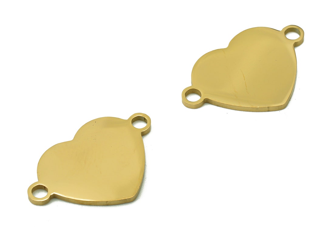 Steel Heart Earring Connector - Connectors With 2 Loops - 216 Stainless ...