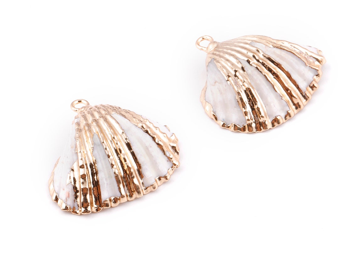 Mussel Shell Charms Seashell Earrings and Pendant Gold - Etsy
