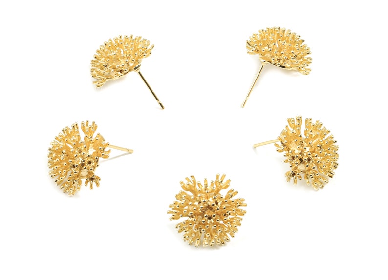 Brass Coral Earring Post Gold Coral Earring Stud 18K Real - Etsy