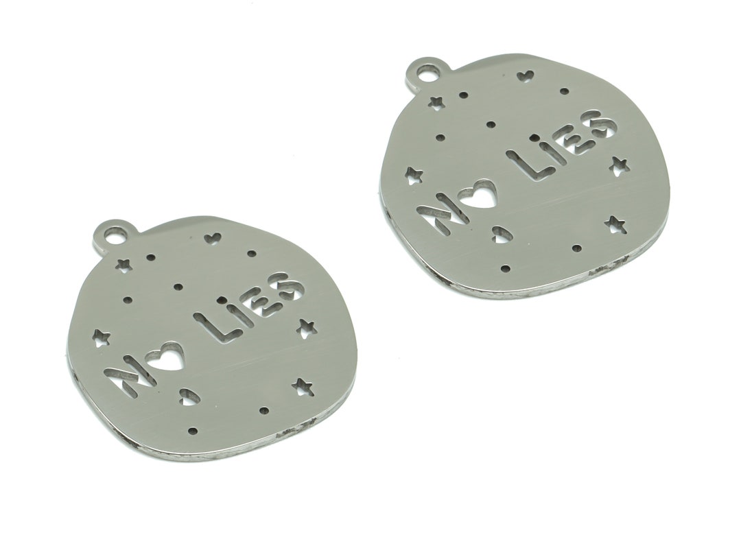 No Lies Stainless Steel Charm - Stainless Steel Phrase Word Pendant ...