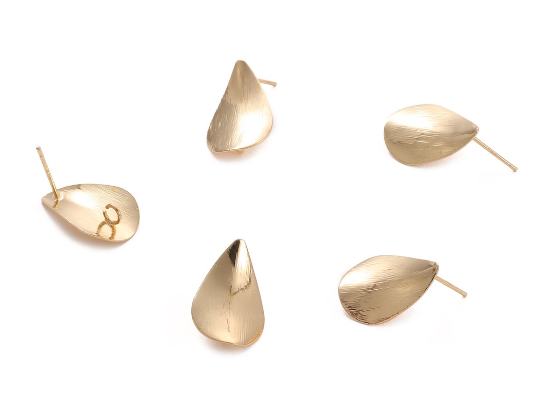 Brass Drop Earring Post - Brass Drop Earring Stud - 18K Real Gold ...