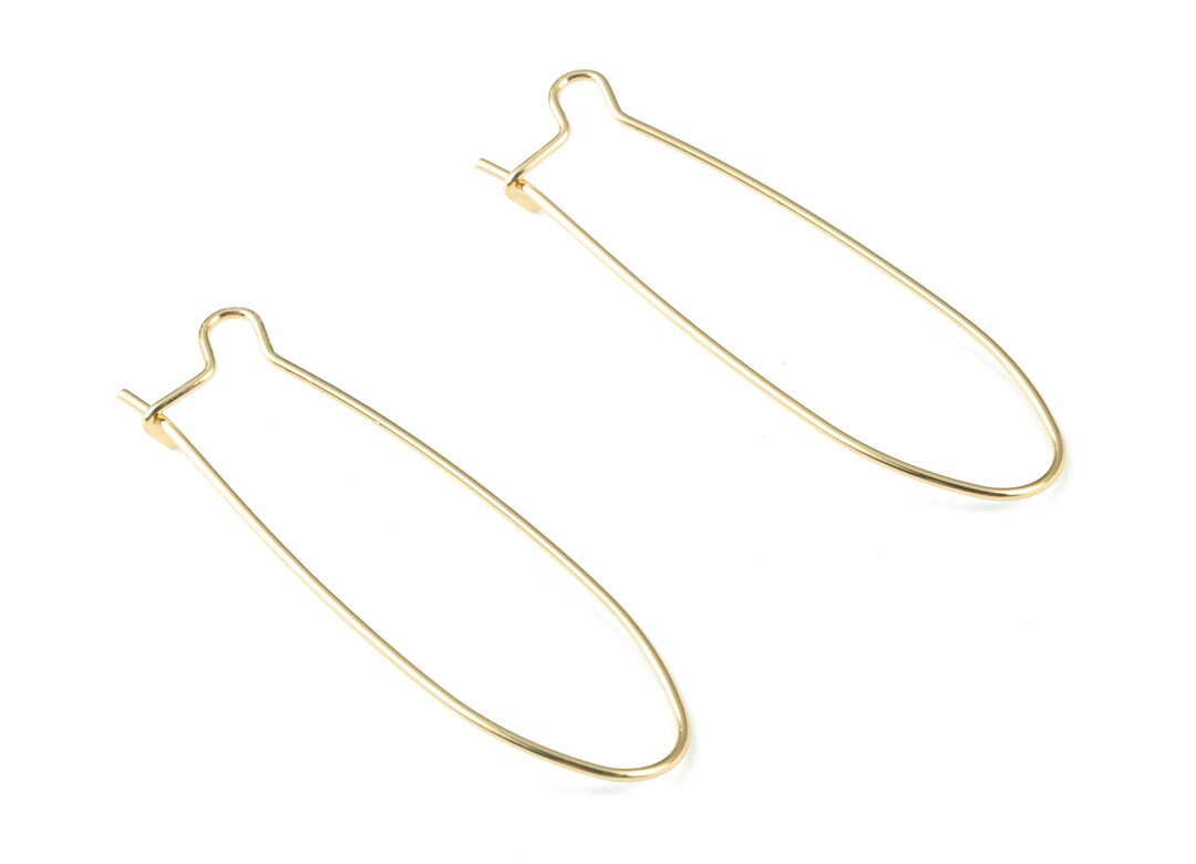 Gold Kidney Earring Wire - 18K Real Gold Brass Ear Wire - Kidney Shaped ...