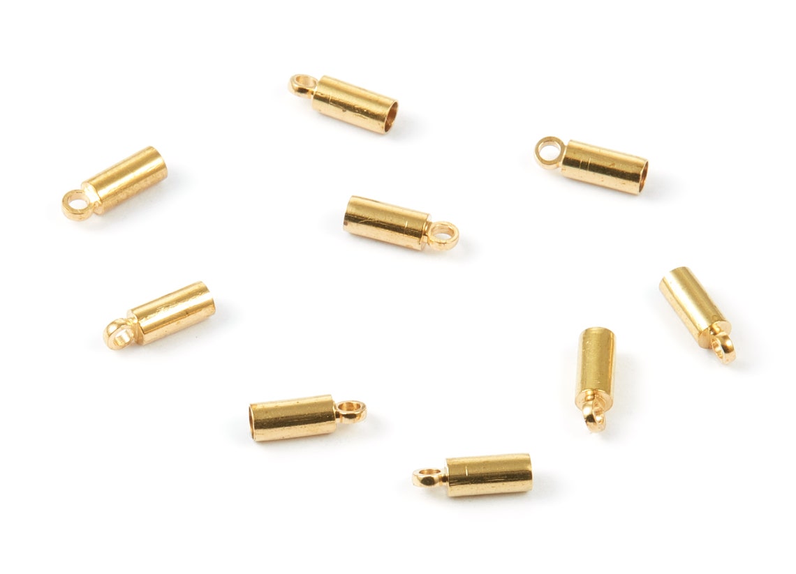 50pcs Brass Tassel End Caps - Raw Brass Barrel End - Cord End Caps - 3* ...