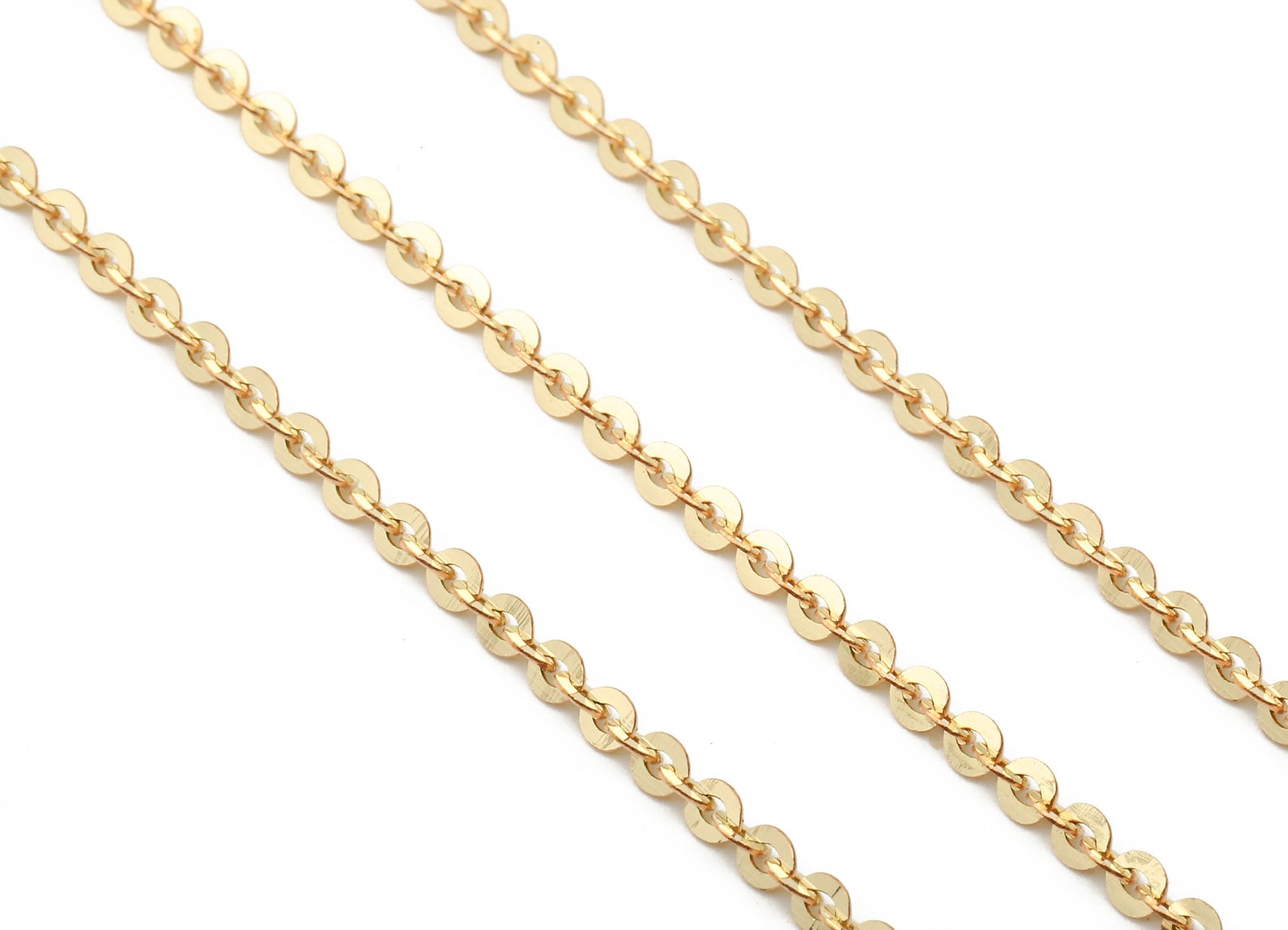 Flat Oval Cable Link Chain Raw Brass Chain Flake Cable | Etsy